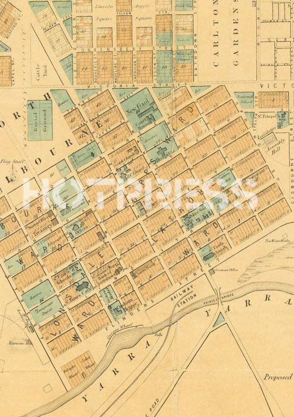 1854 Plan of the City of Melbourne | Historical Images of Melbourne ...