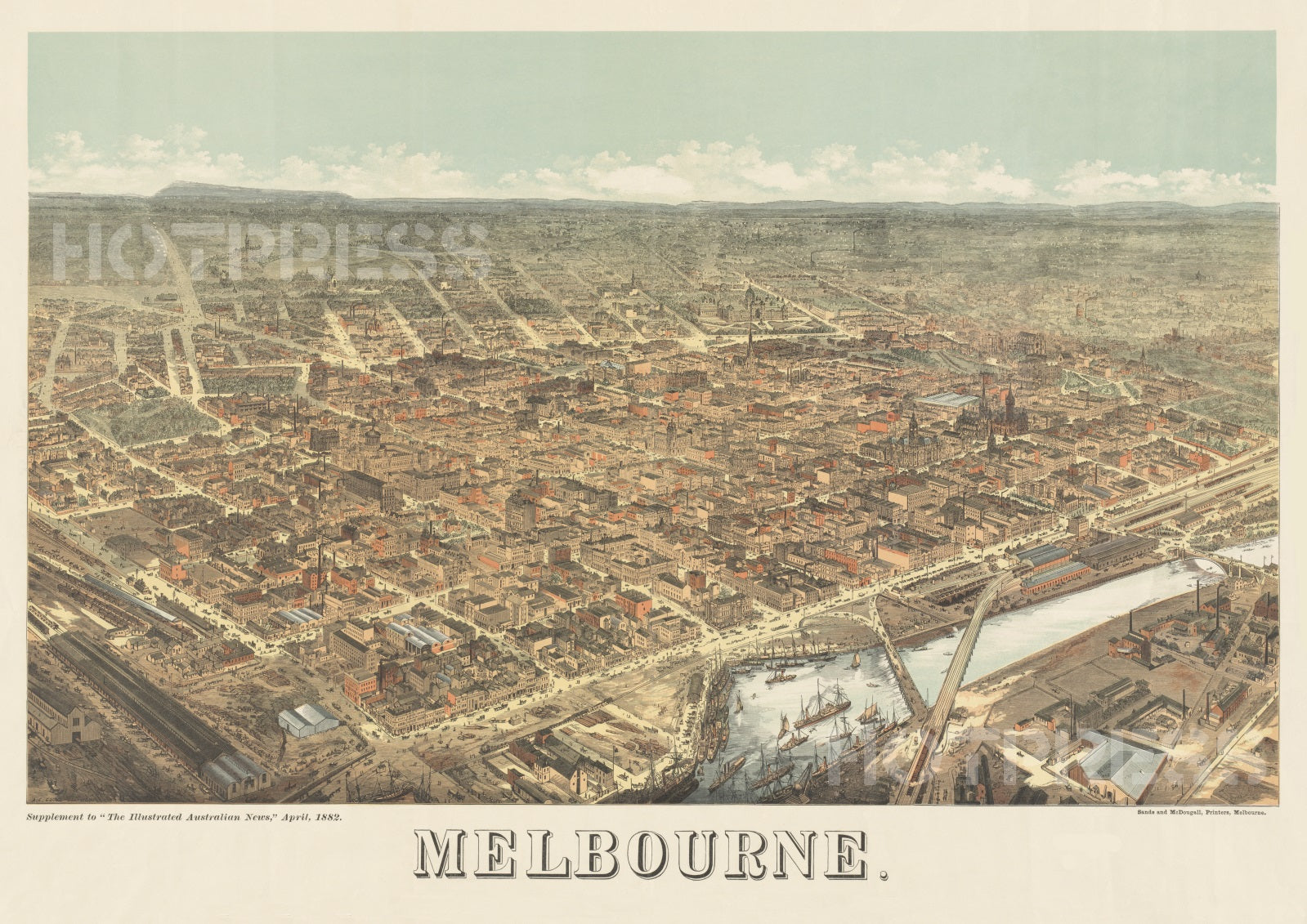 1882 Perspective of Melbourne | Historical Images of Melbourne - HotPress