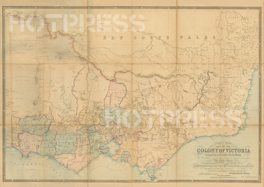 1856 Travellers' Map of the Colony of Victoria | Historical Images of ...